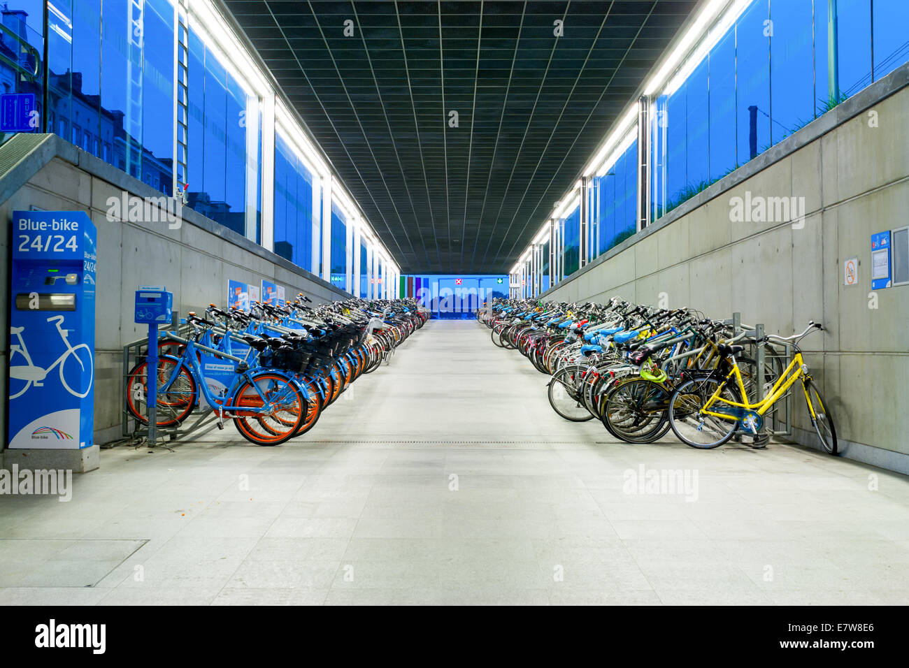 new bicycle parking with rental bikes Stock Photo - Alamy