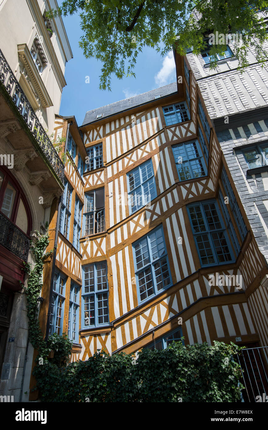 Pretty timber framed buildings in Rouen, France Europe Stock Photo - Alamy
