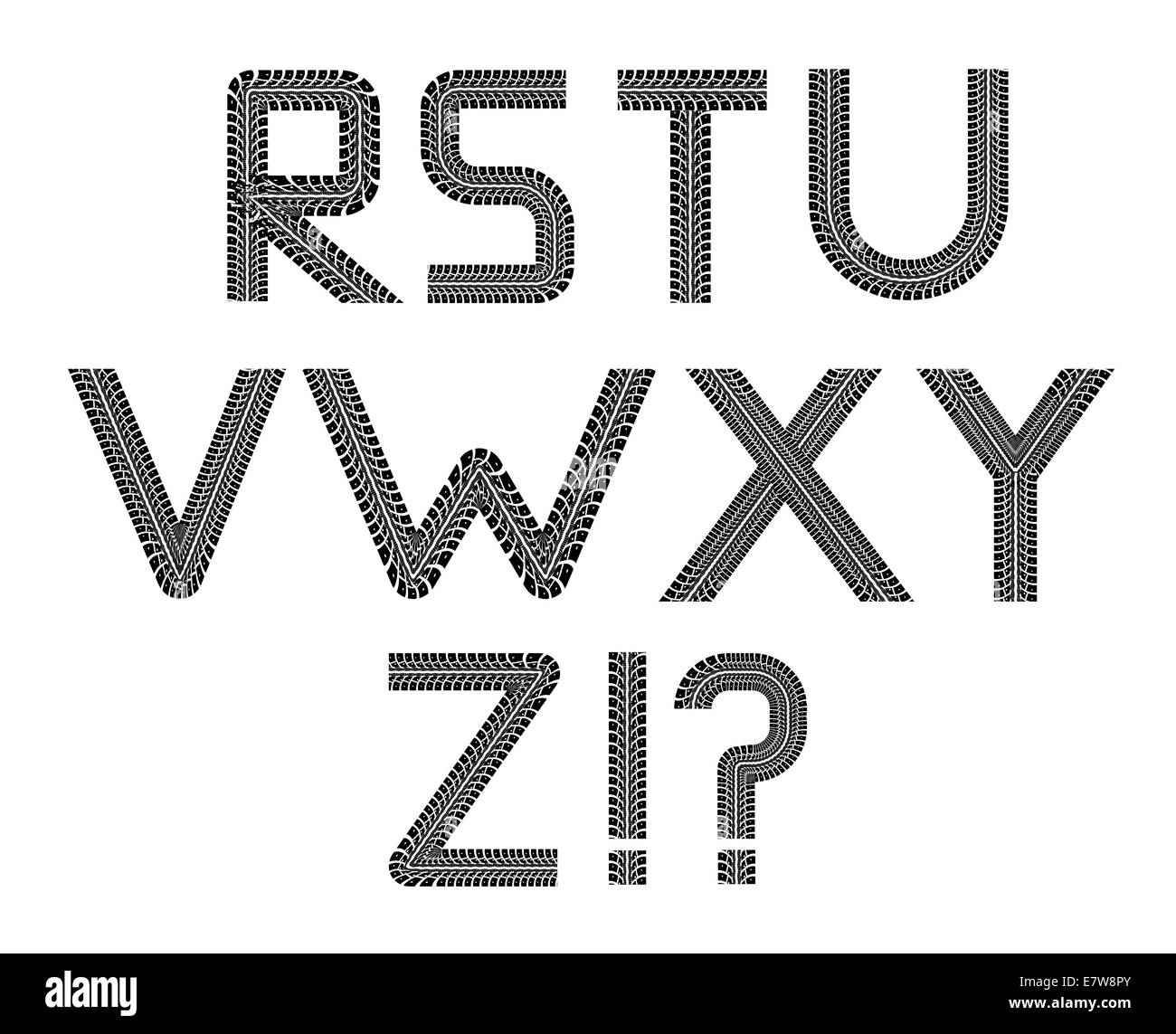 Tire tracks font Stock Photo - Alamy