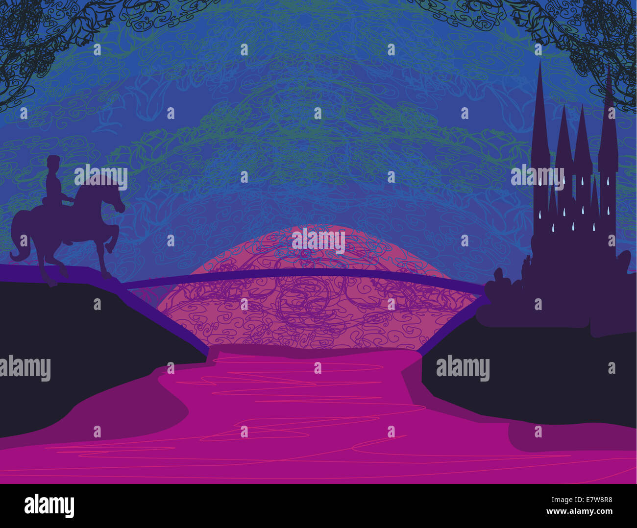 Prince riding a horse to the castle Stock Photo - Alamy