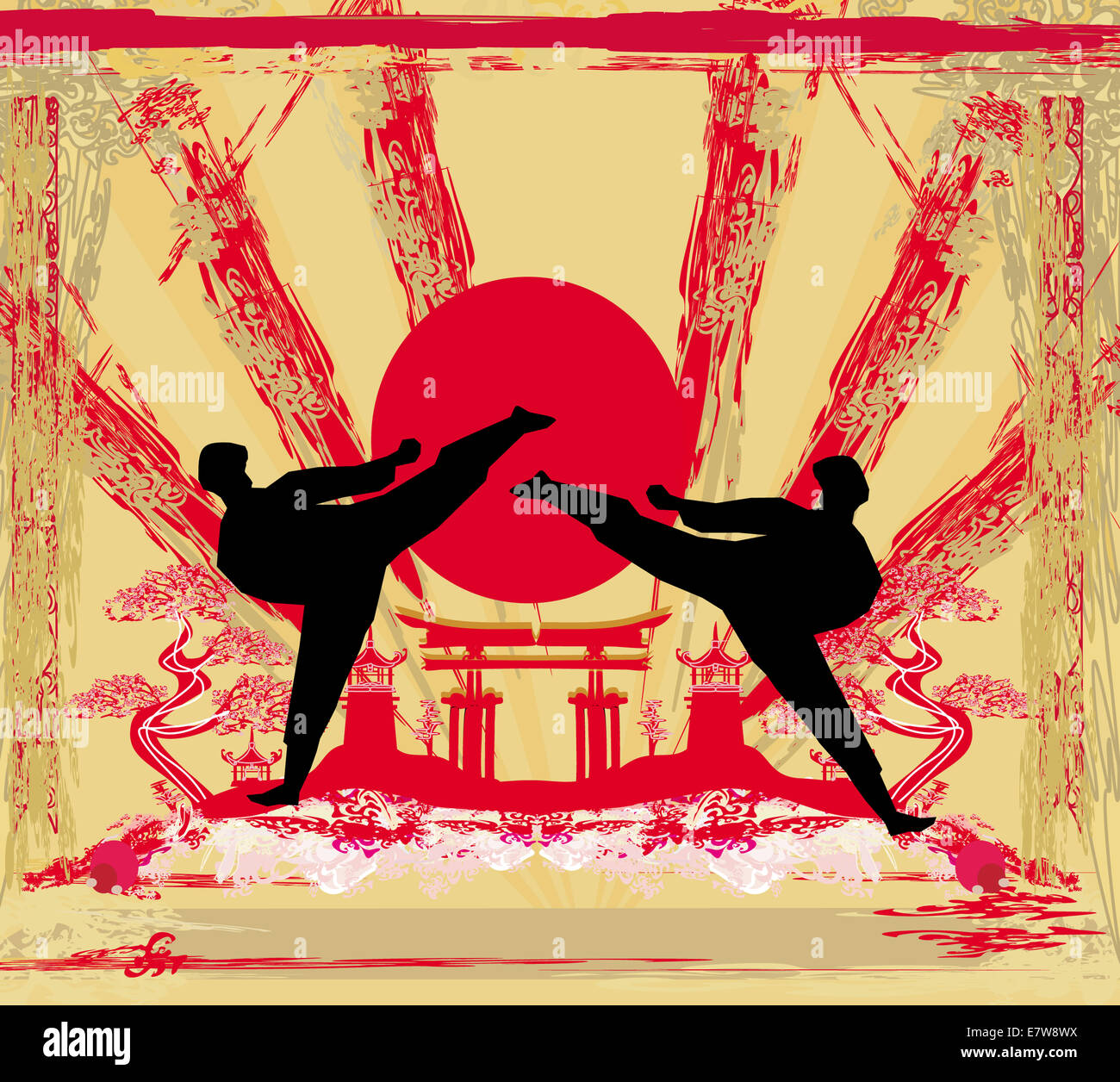karate occupations - Grunge background Stock Photo - Alamy