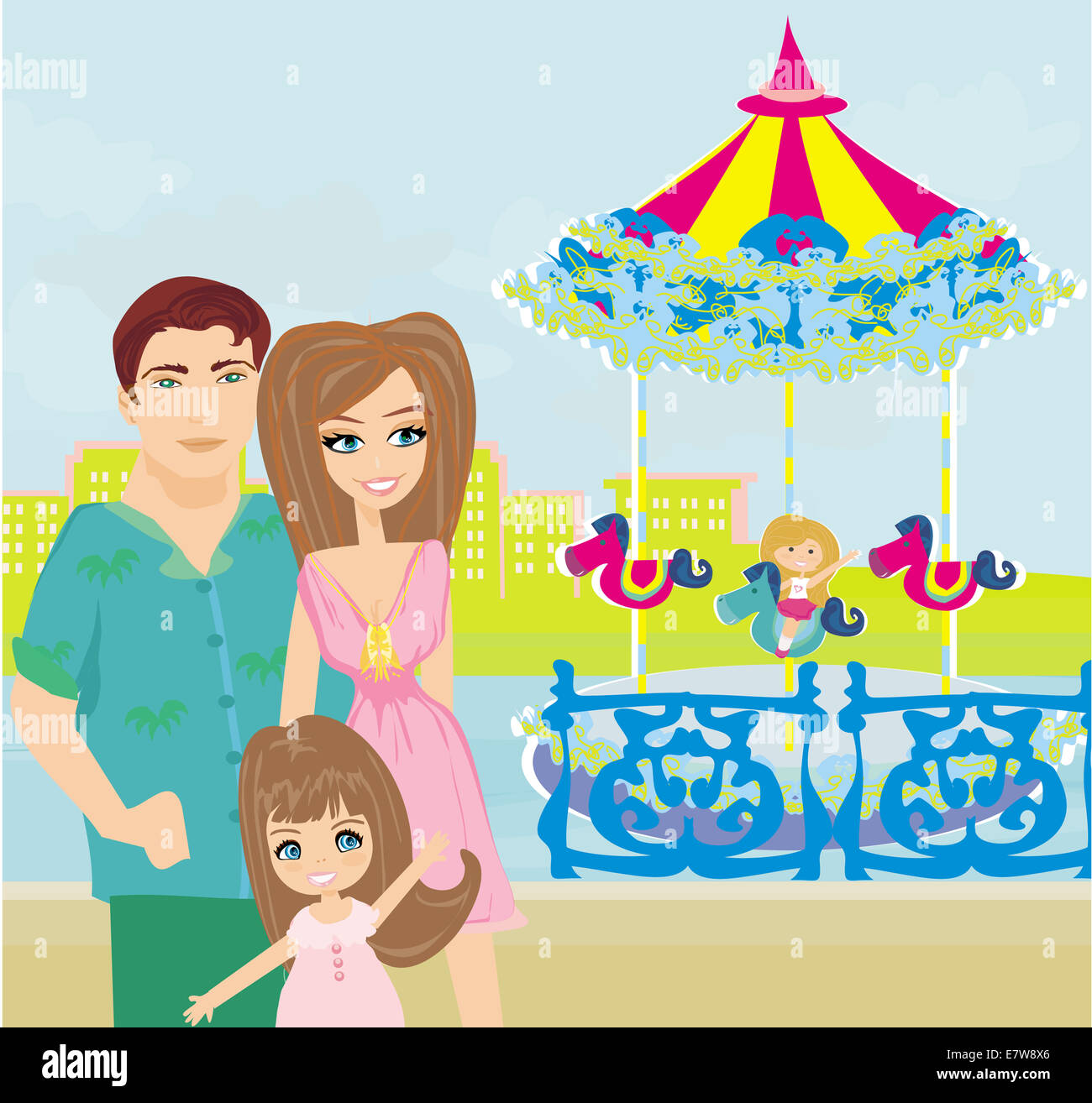 child playing on the carousel Stock Photo - Alamy