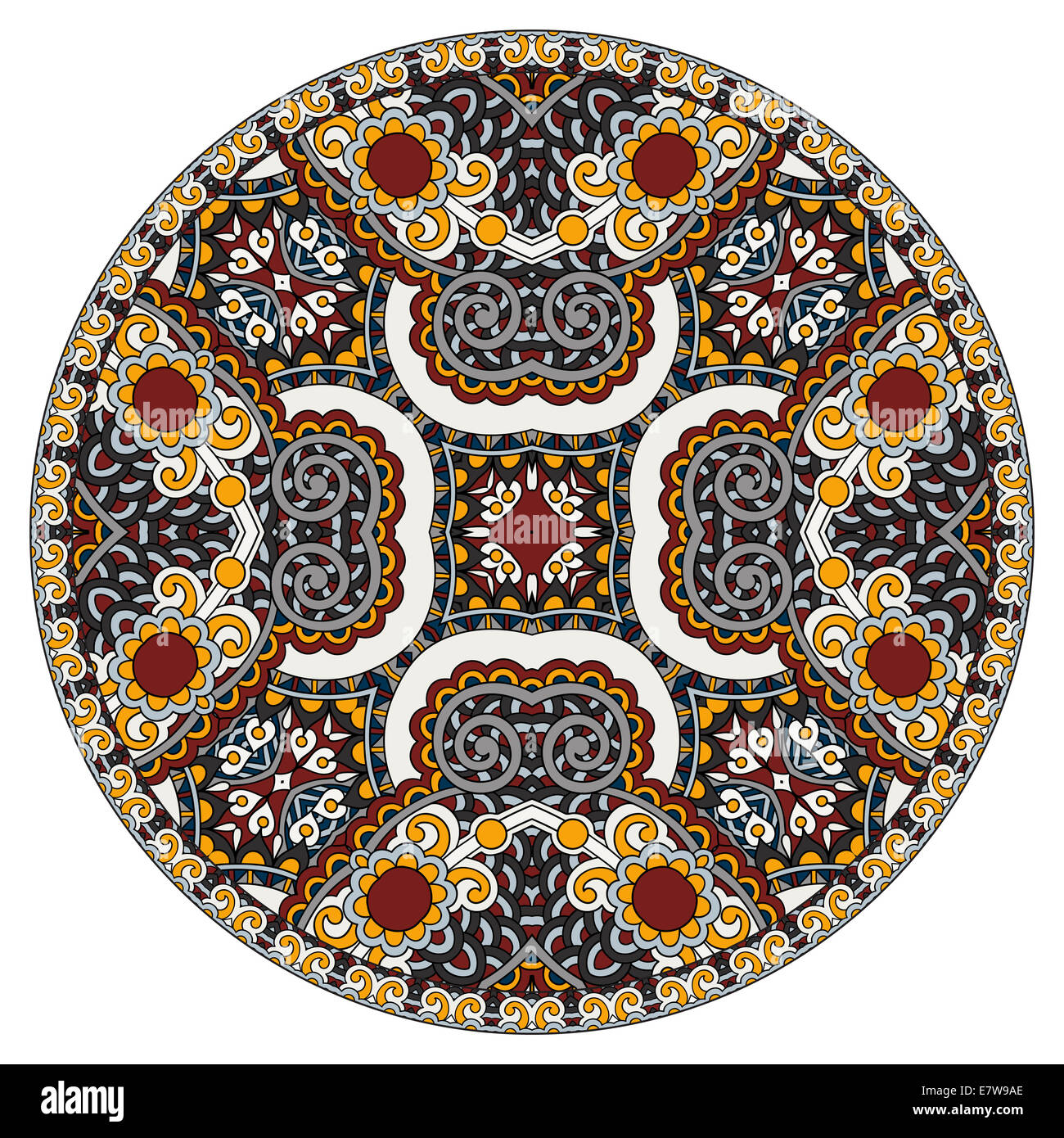 decorative design of circle dish template, round geometric patte Stock ...