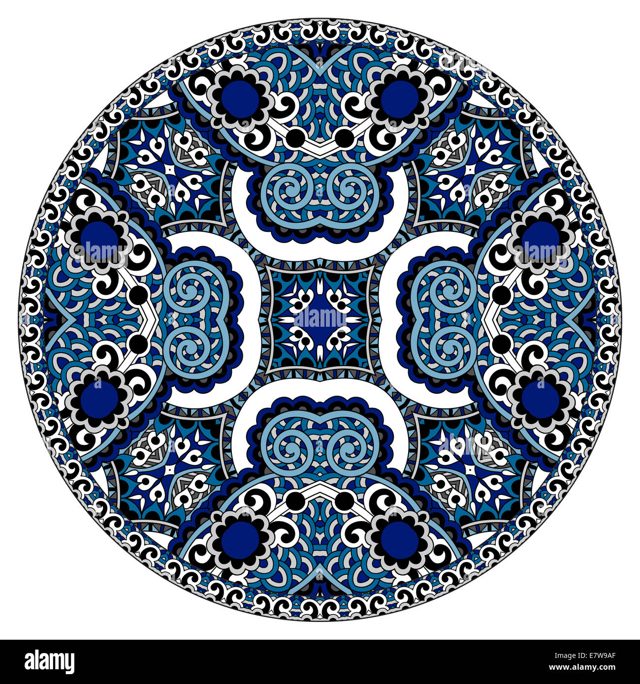 decorative design of circle dish template, round geometric patte Stock ...