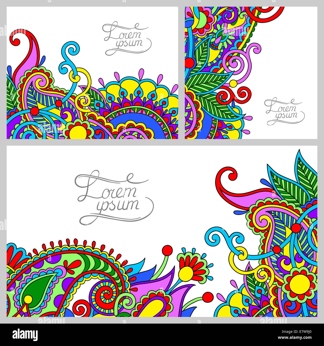 set of floral decorative background, template frame design for c Stock ...