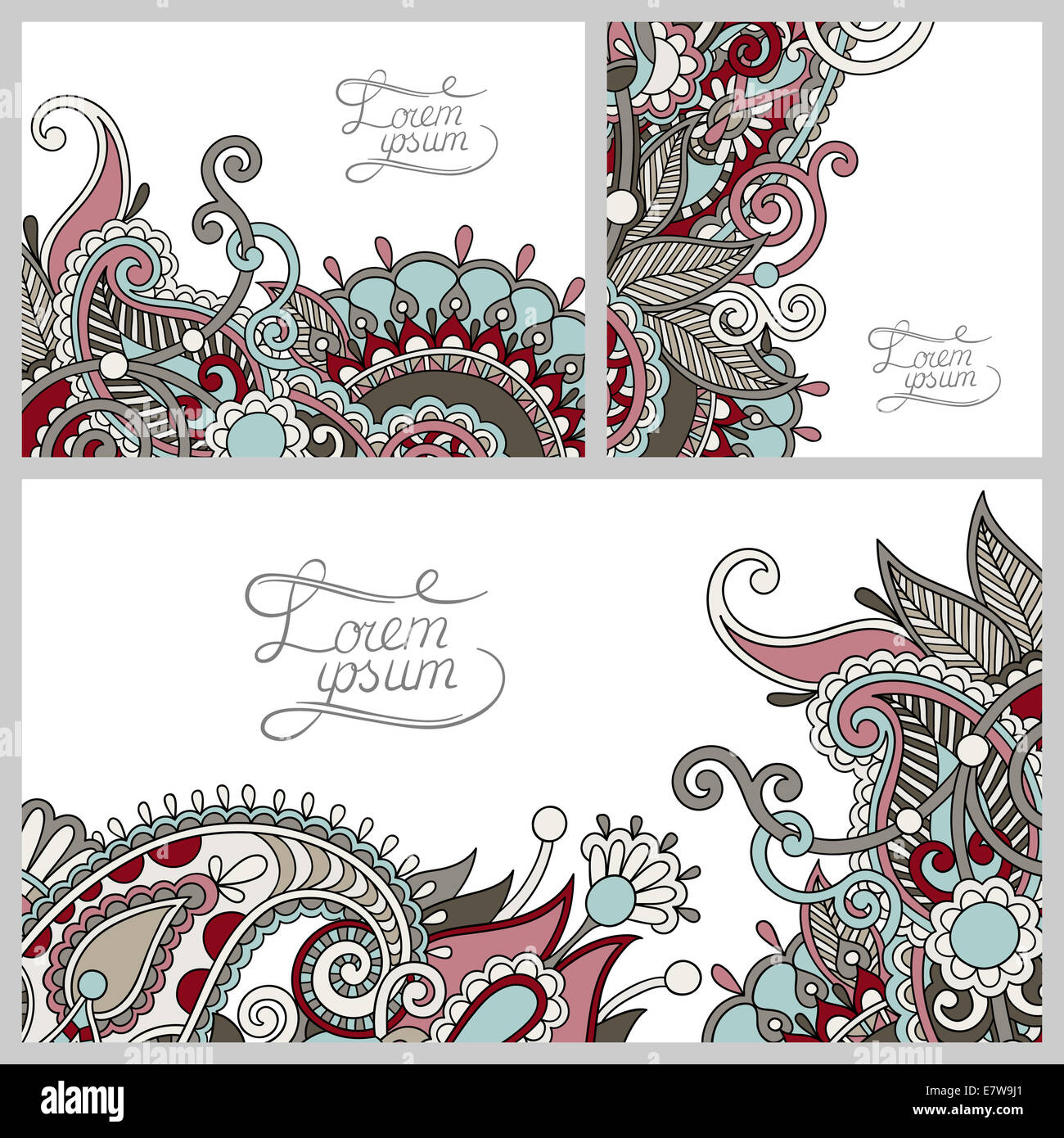 set of floral decorative background, template frame design for c Stock ...