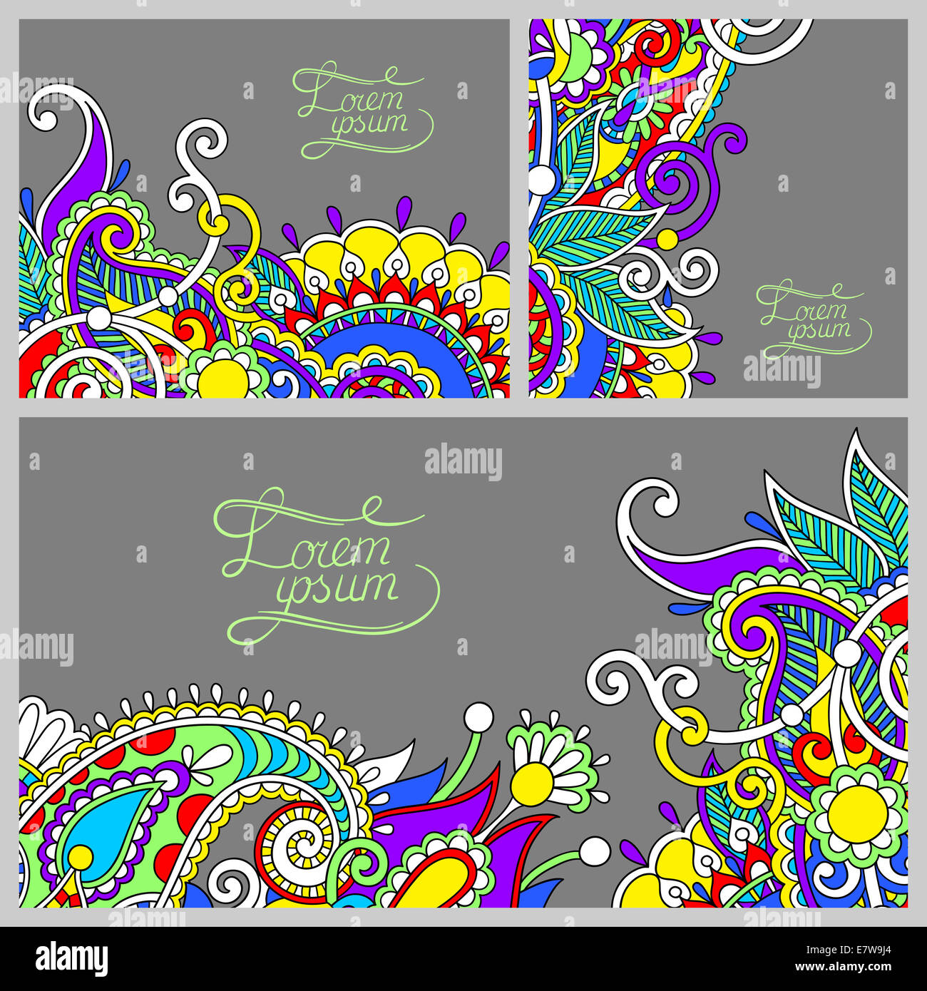 set of floral decorative background, template frame design for c Stock ...