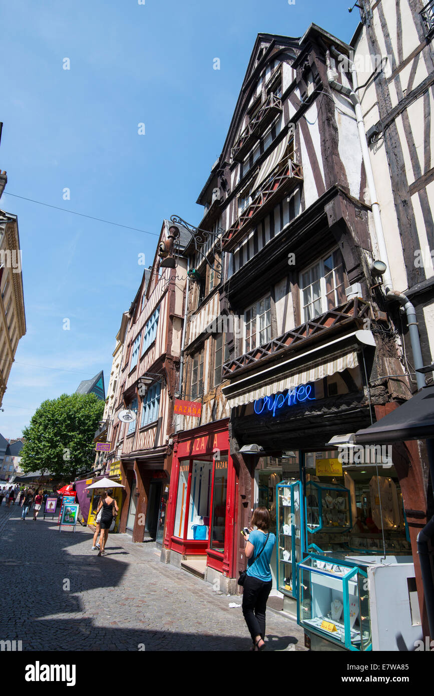 A pretty street in Rouen, France Europe Stock Photo - Alamy