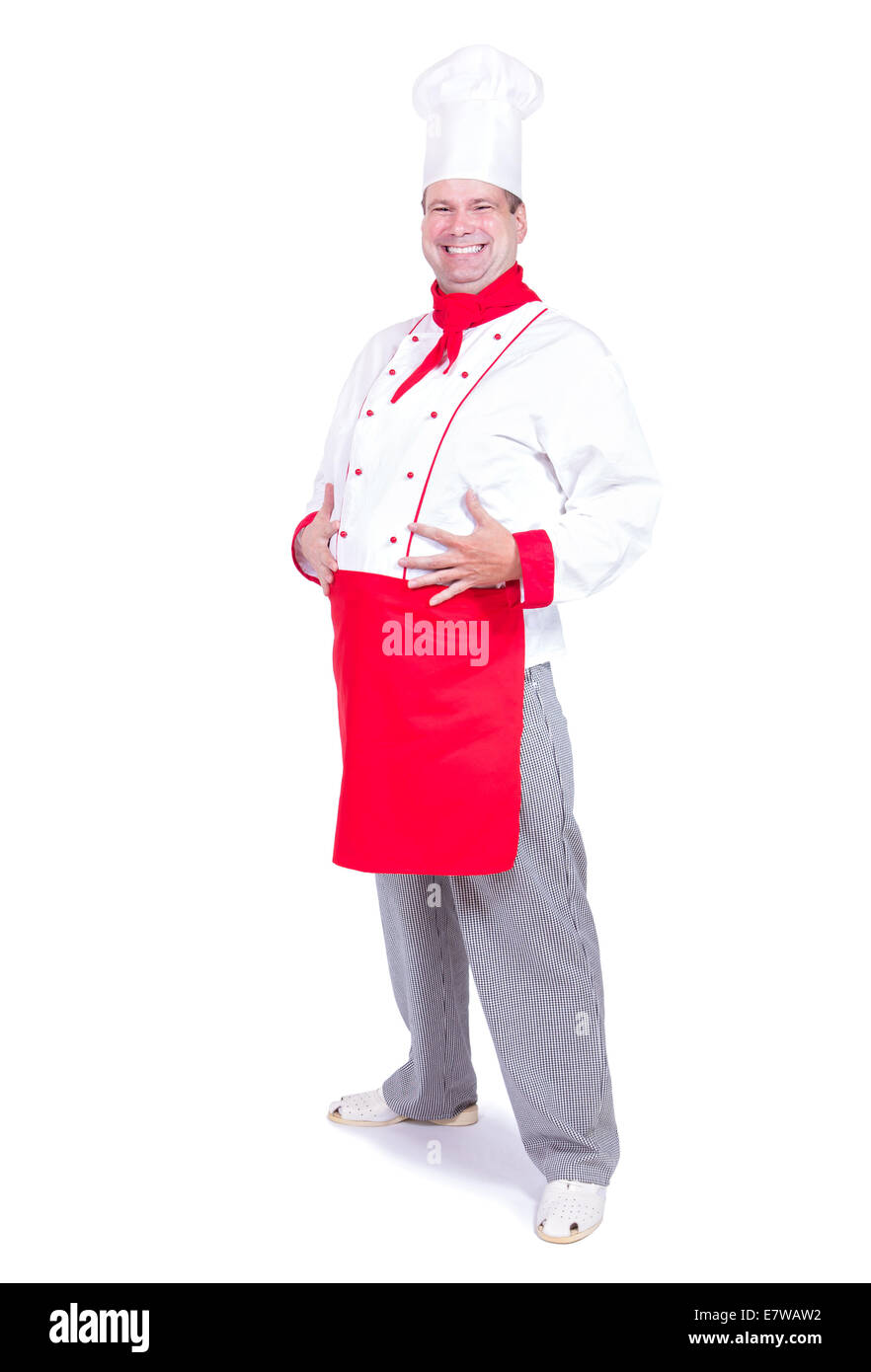 happy cook standing isolated on white background Stock Photo - Alamy