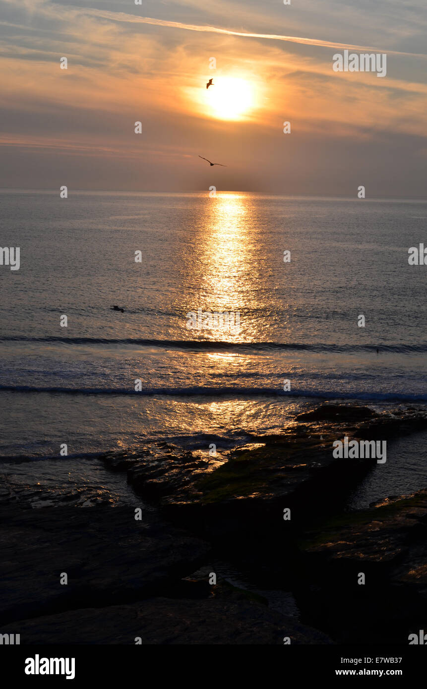 Sunset near Treknow Cornwall UK Stock Photo - Alamy