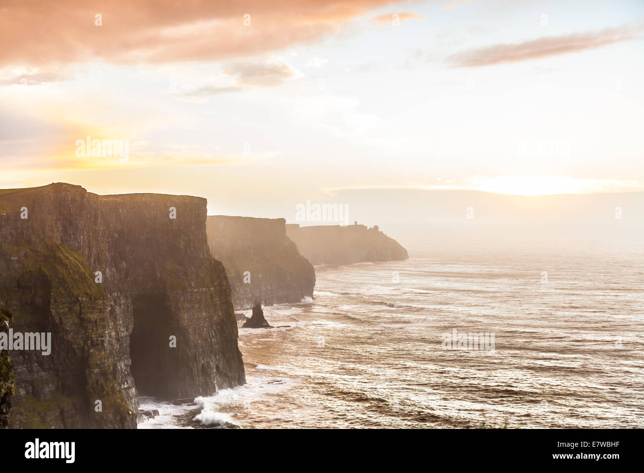 Famous cliffs of Moher at sunset in Co. Clare Ireland Europe. Beautiful ...
