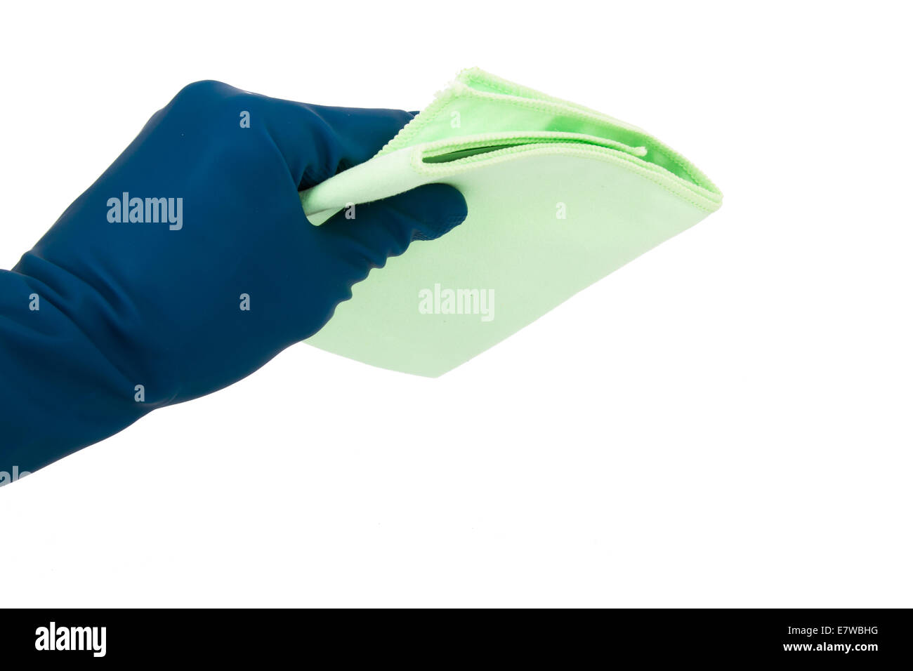Hand in cleaning glove holding rag, isolated on white background Stock ...