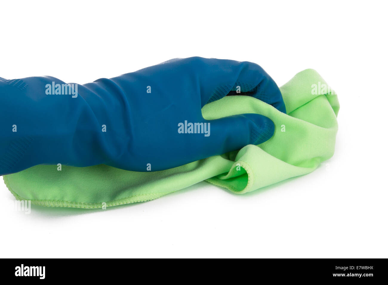 Hand in cleaning glove holding rag, isolated on white background Stock ...