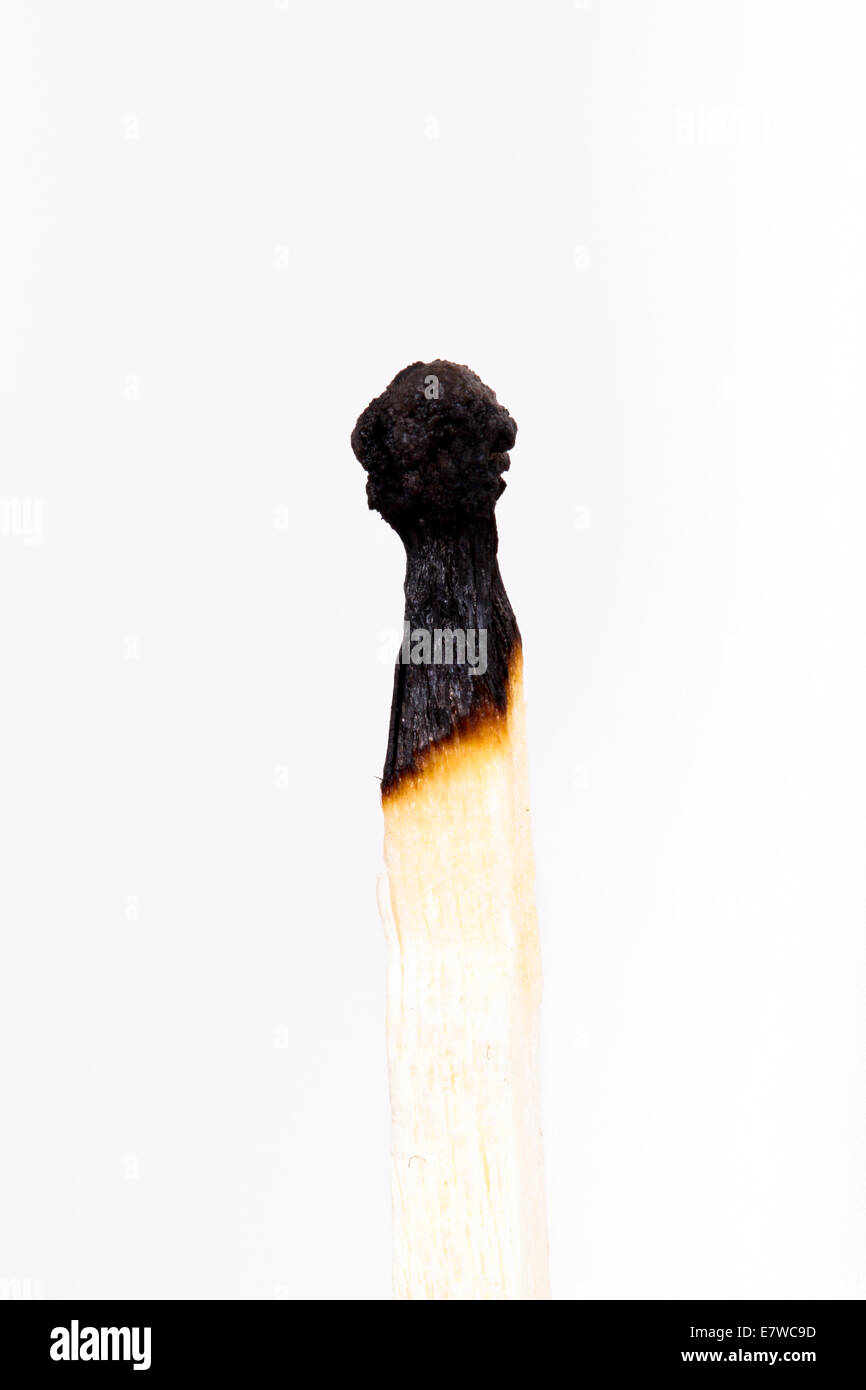Single burned match stick, isolated on white background Stock Photo - Alamy