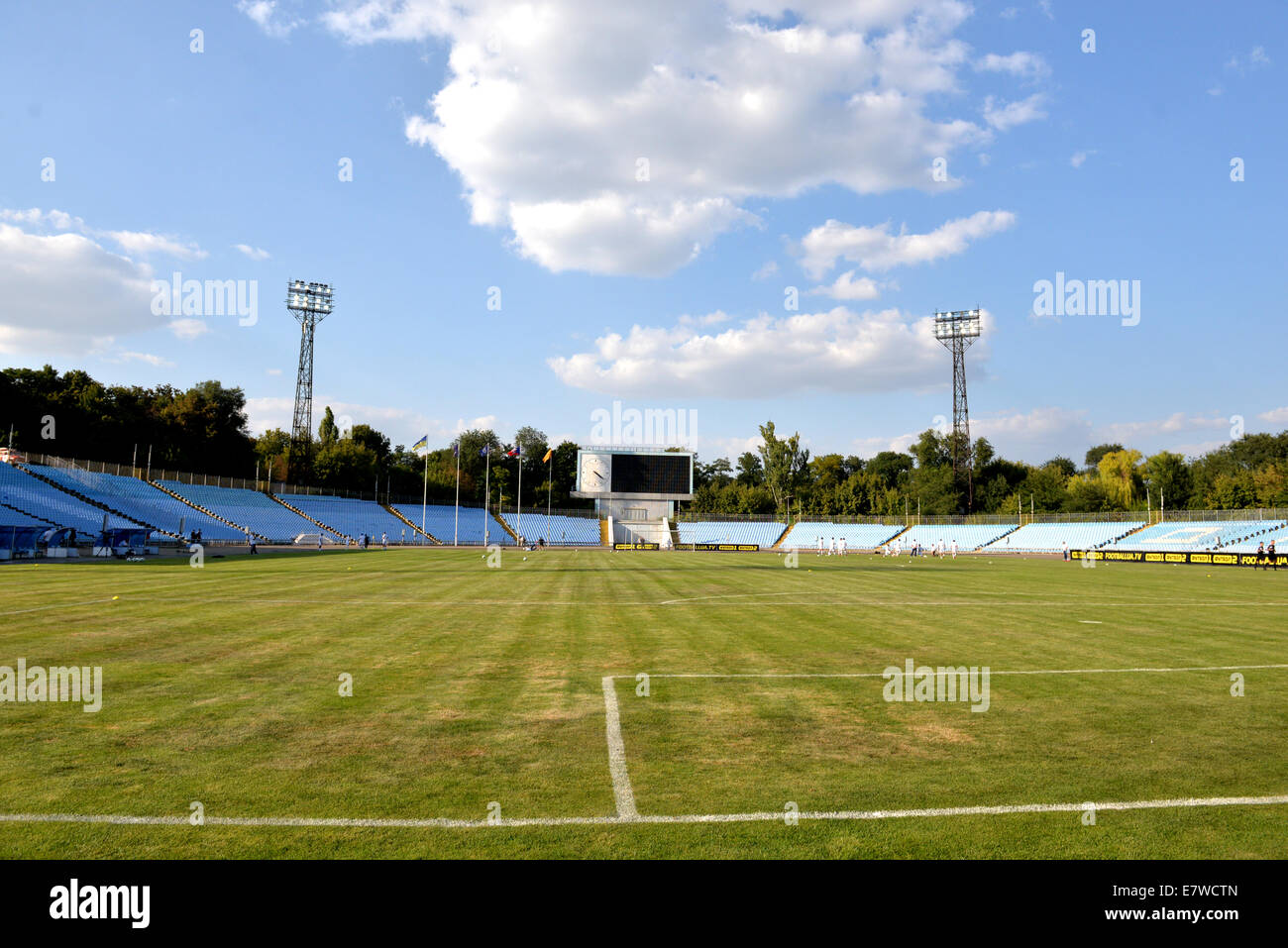 View on the field during the match between Illychivets and Goverla at ...