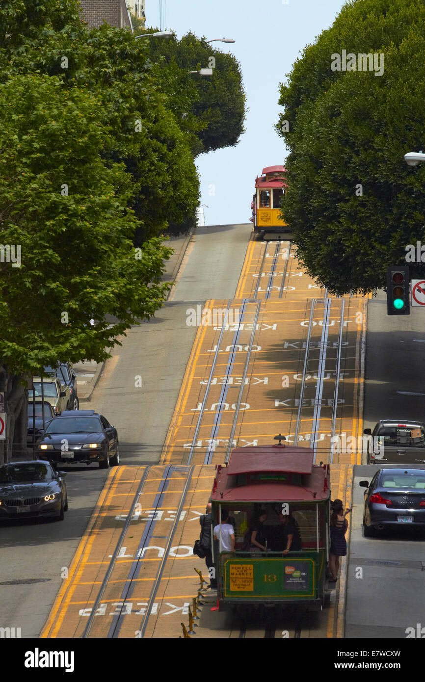 Cable cars on Powell Street, San Francisco, California, USA Stock Photo ...