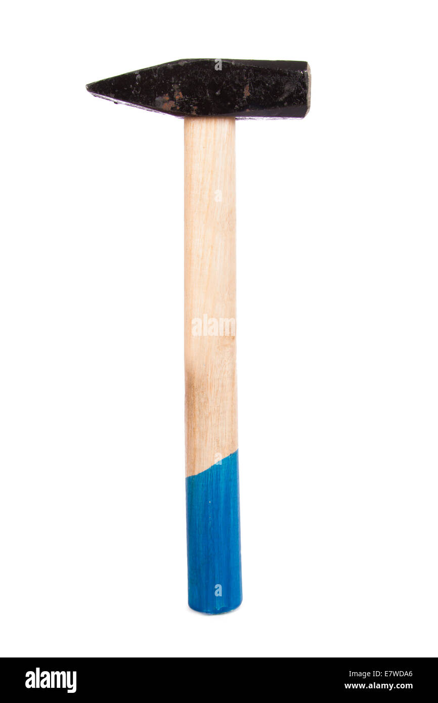 Blue, standing hammer, isolated on white background Stock Photo - Alamy