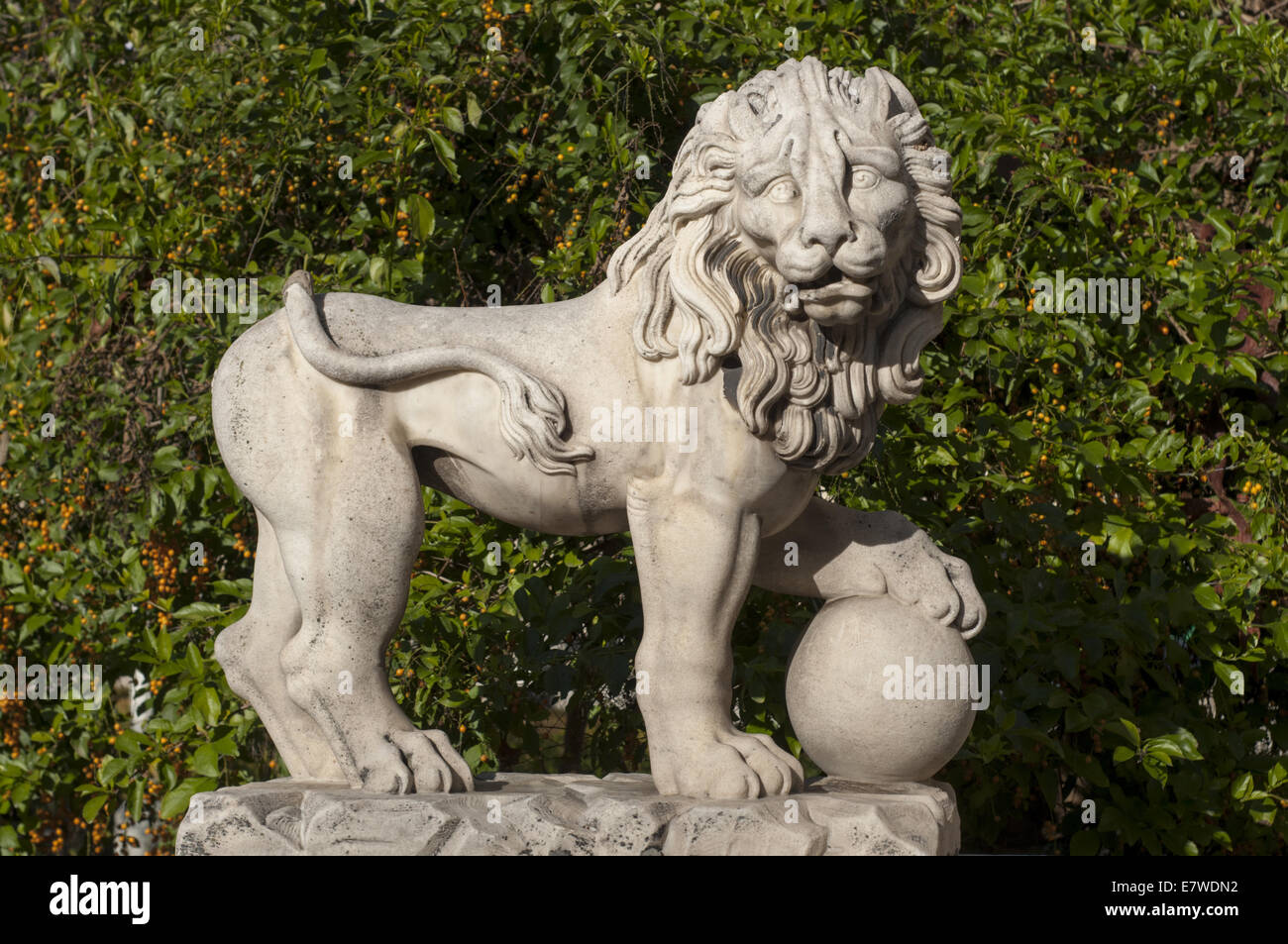 lion statue in the Alcazar in Seville, Spain Stock Photo - Alamy