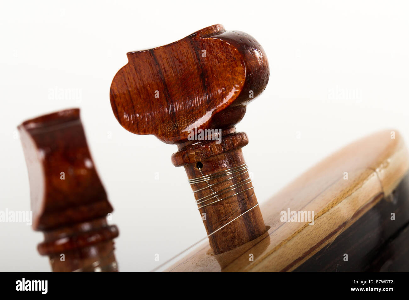 Wooden musical instrument with strings, isolated on white background ...