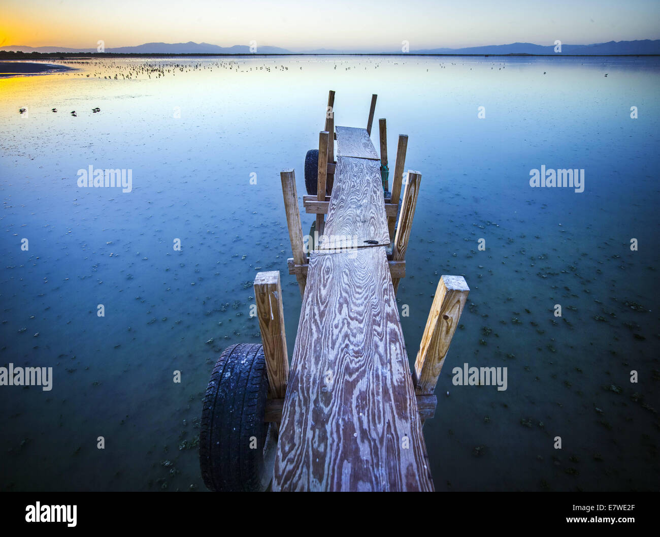 Salton Sea, CA, USA. 16th Sep, 2011. A dock amid receding shoreline ...