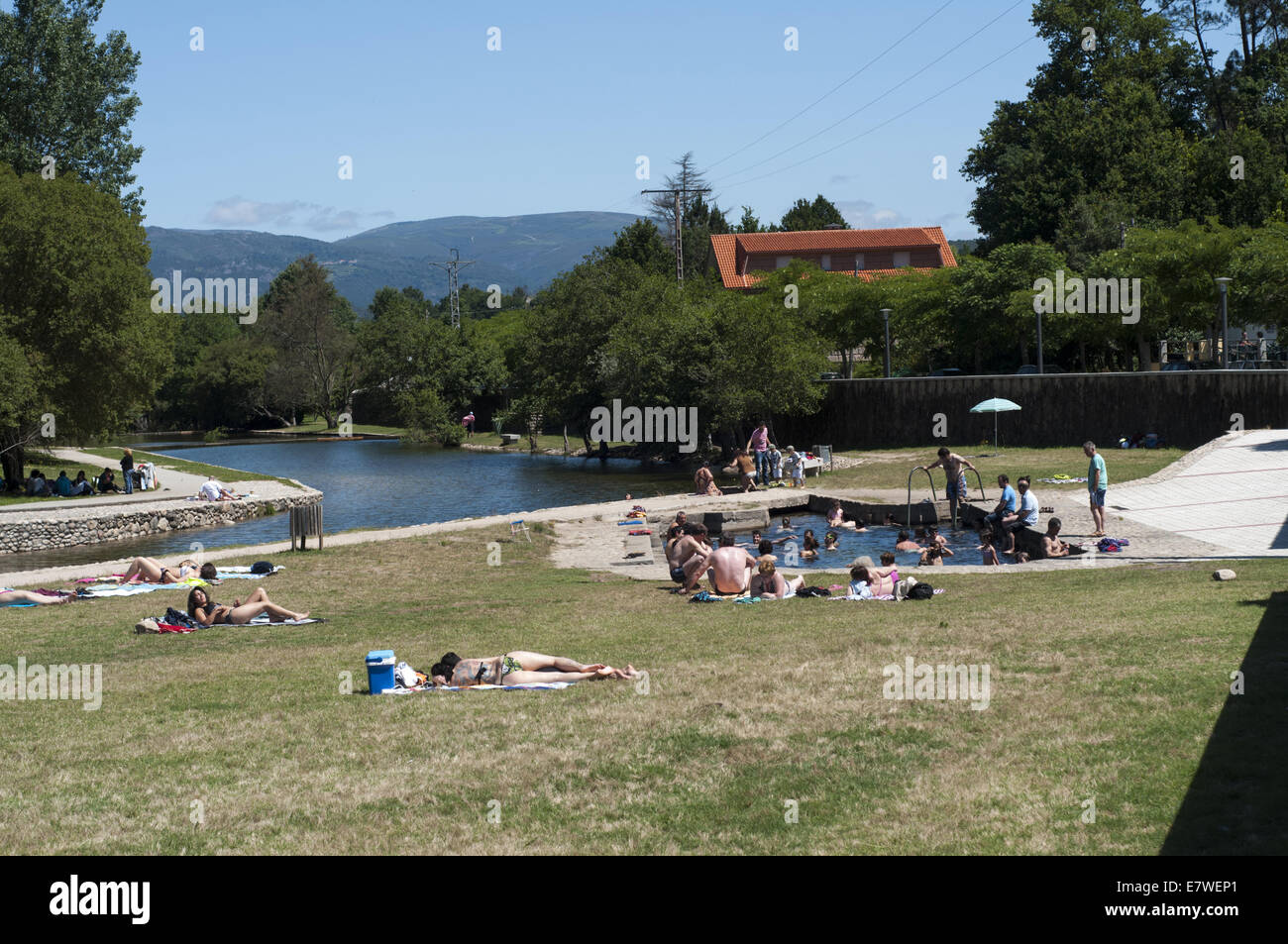 Hot thermal waters, Caldo river, Lobios in Spain Stock Photo - Alamy