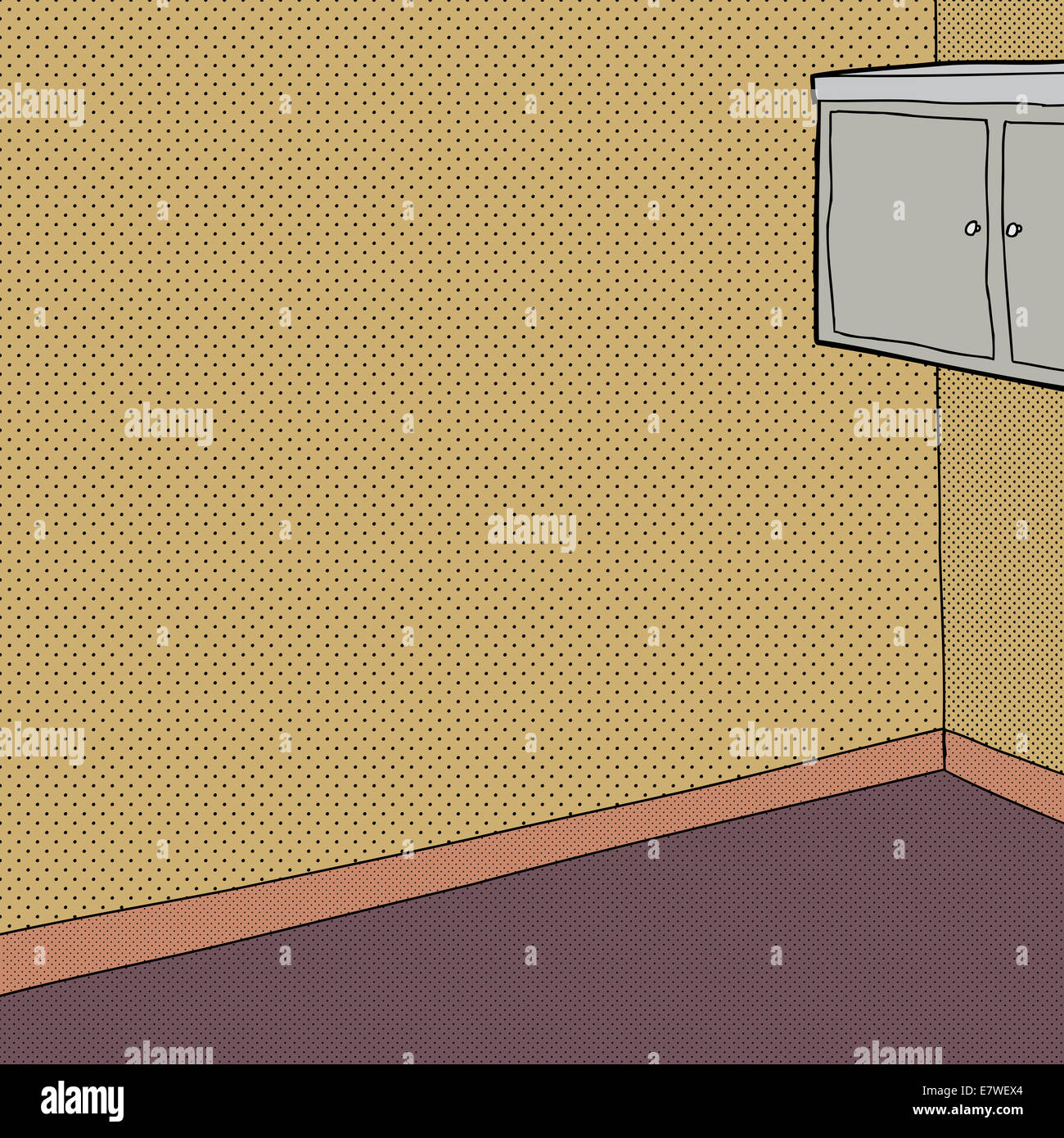 Cabinet on wall in room with halftone walls Stock Photo - Alamy