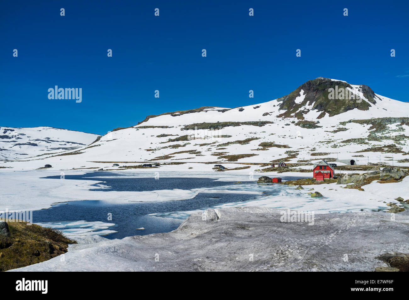 Mountain landscape with cabin near Finse, Norway Stock Photo - Alamy