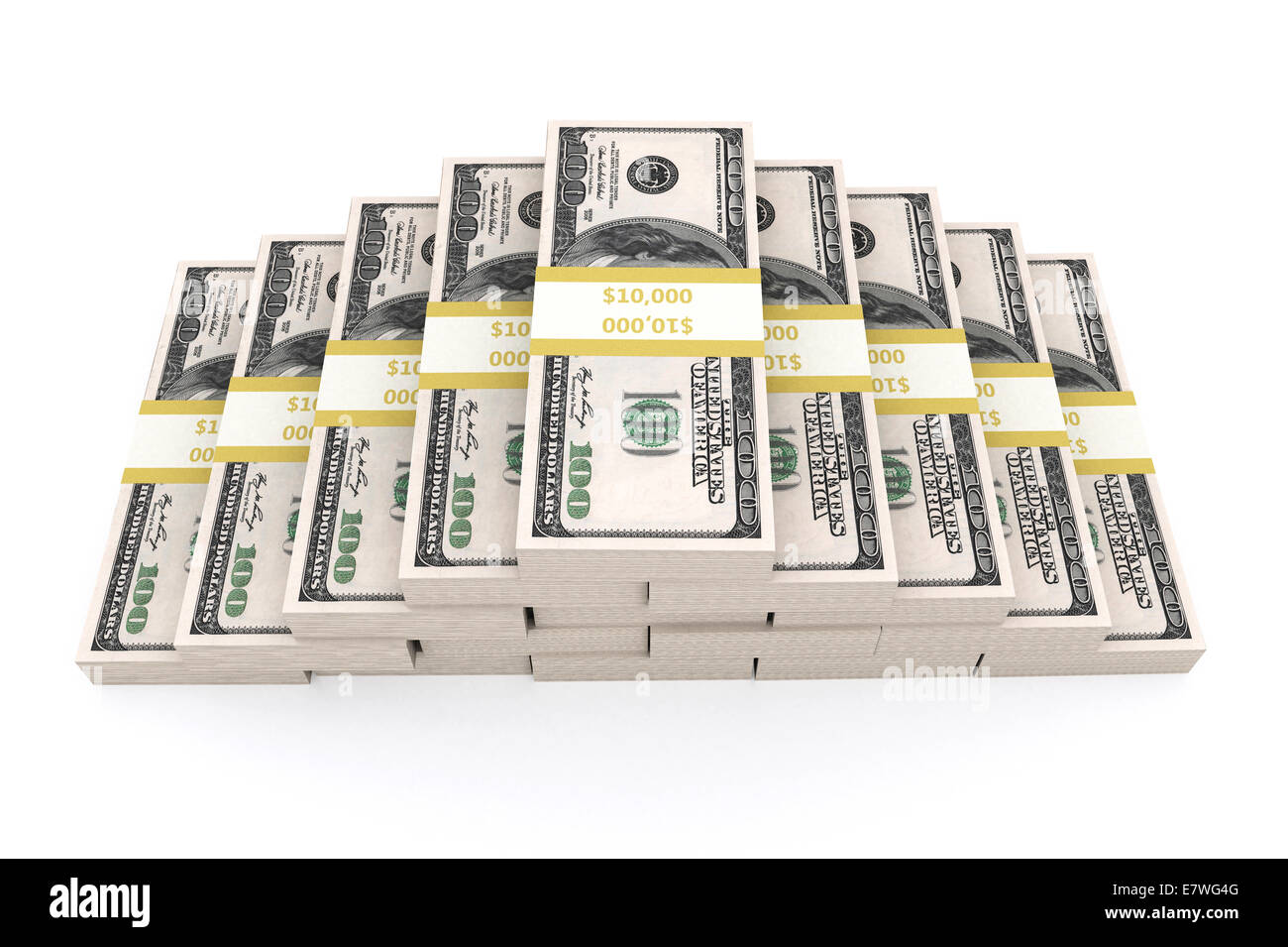 Stack of 100 dollars USA on white background. Financial concept Stock ...