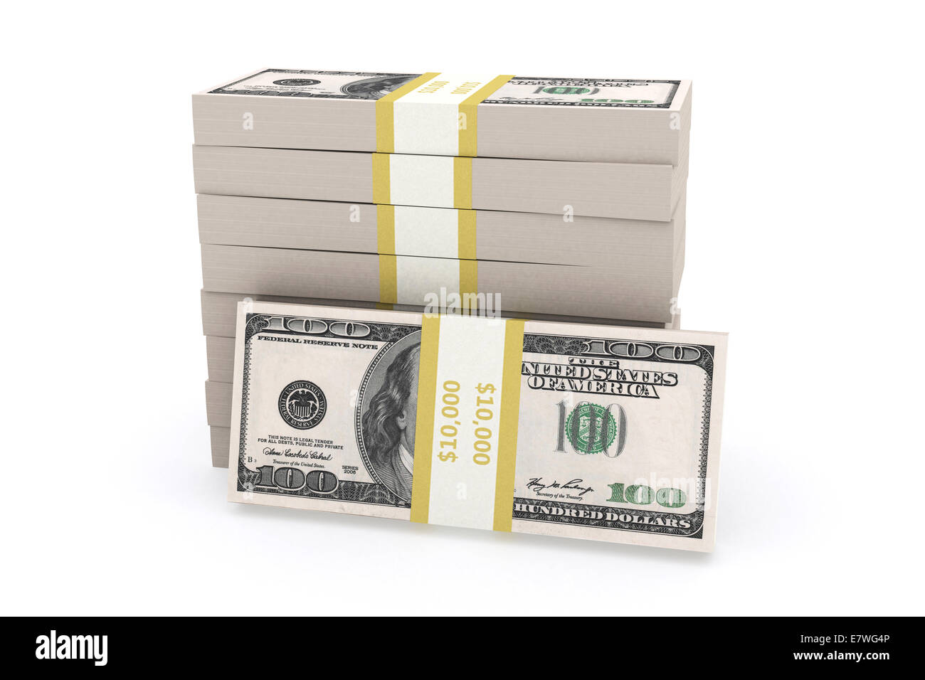 Stack of 100 dollars USA on white background. Financial concept Stock ...