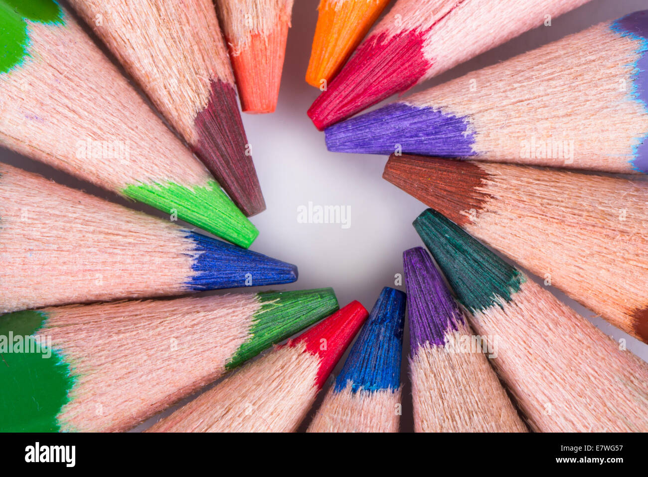 Colorful pencils with round shape, isolated on white background Stock ...