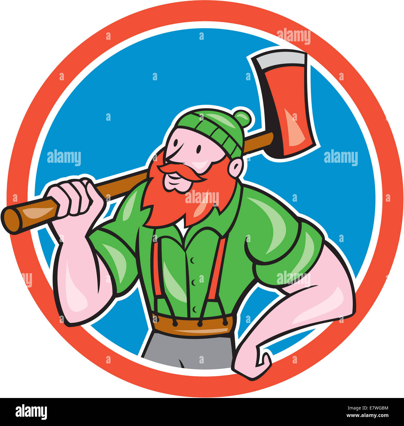 Illustration of a Paul Bunyan an American lumberjack sawyer forest ...