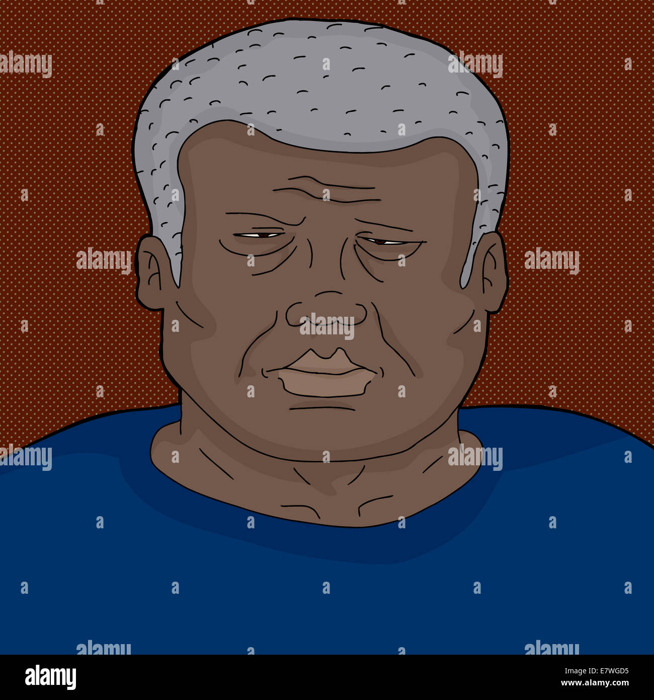 Serious frowning mature Black man in blue Stock Photo - Alamy
