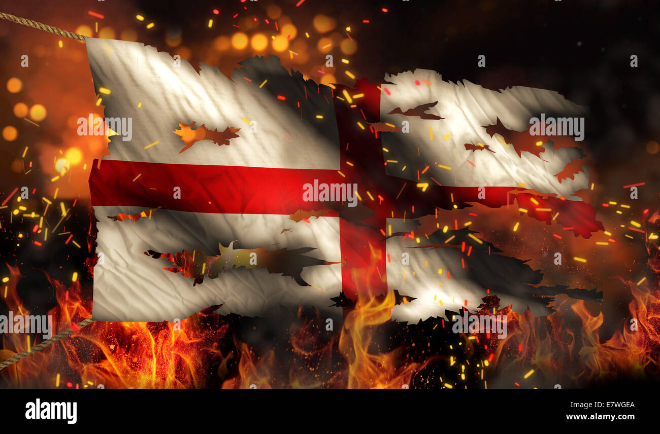 England Burning Fire Flag War Conflict Night 3D Stock Photo - Alamy