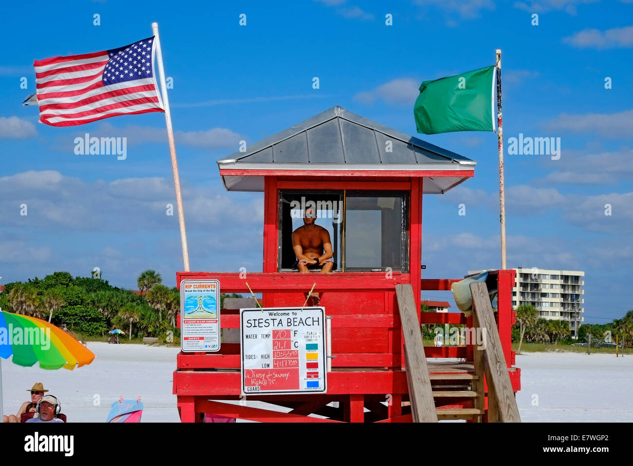 Life guard station at Siesta Beach Sarasota Florida Stock Photo - Alamy