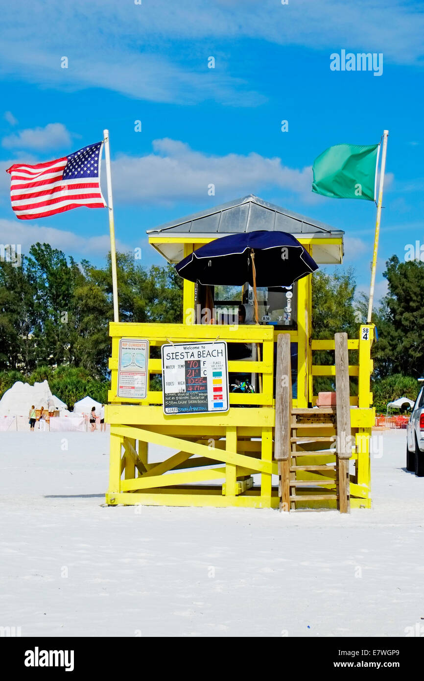 Life guard station at Siesta Beach Sarasota Florida Stock Photo - Alamy