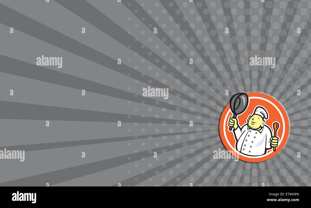 Business card showing illustration of a happy fat buddha chef cook ...