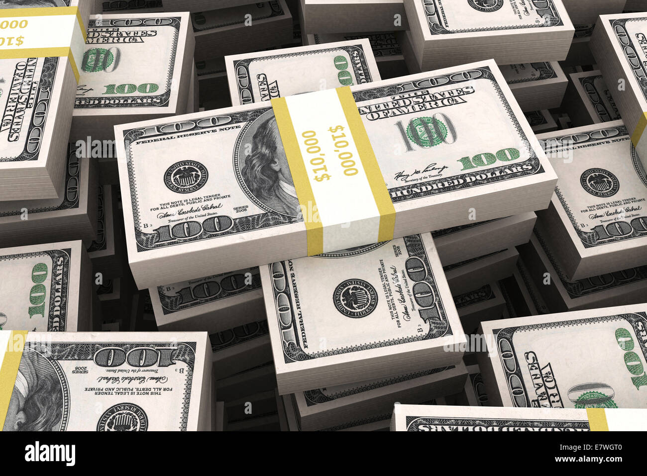 Stack of 100 dollars USA on white background. Financial concept Stock ...