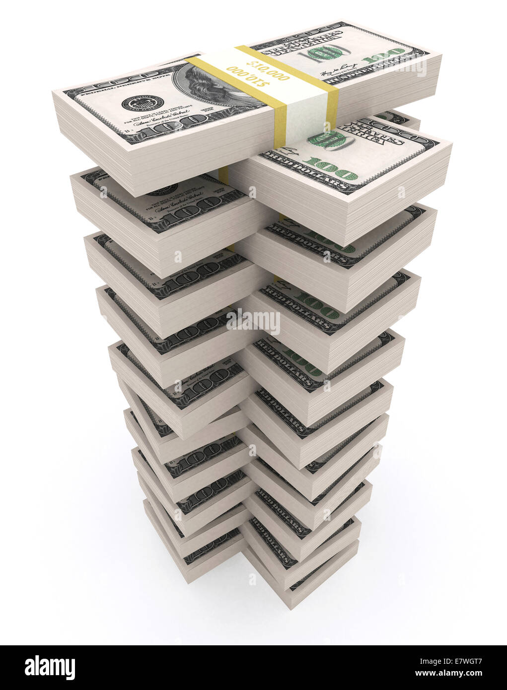Stack of 100 dollars USA on white background. Financial concept Stock ...