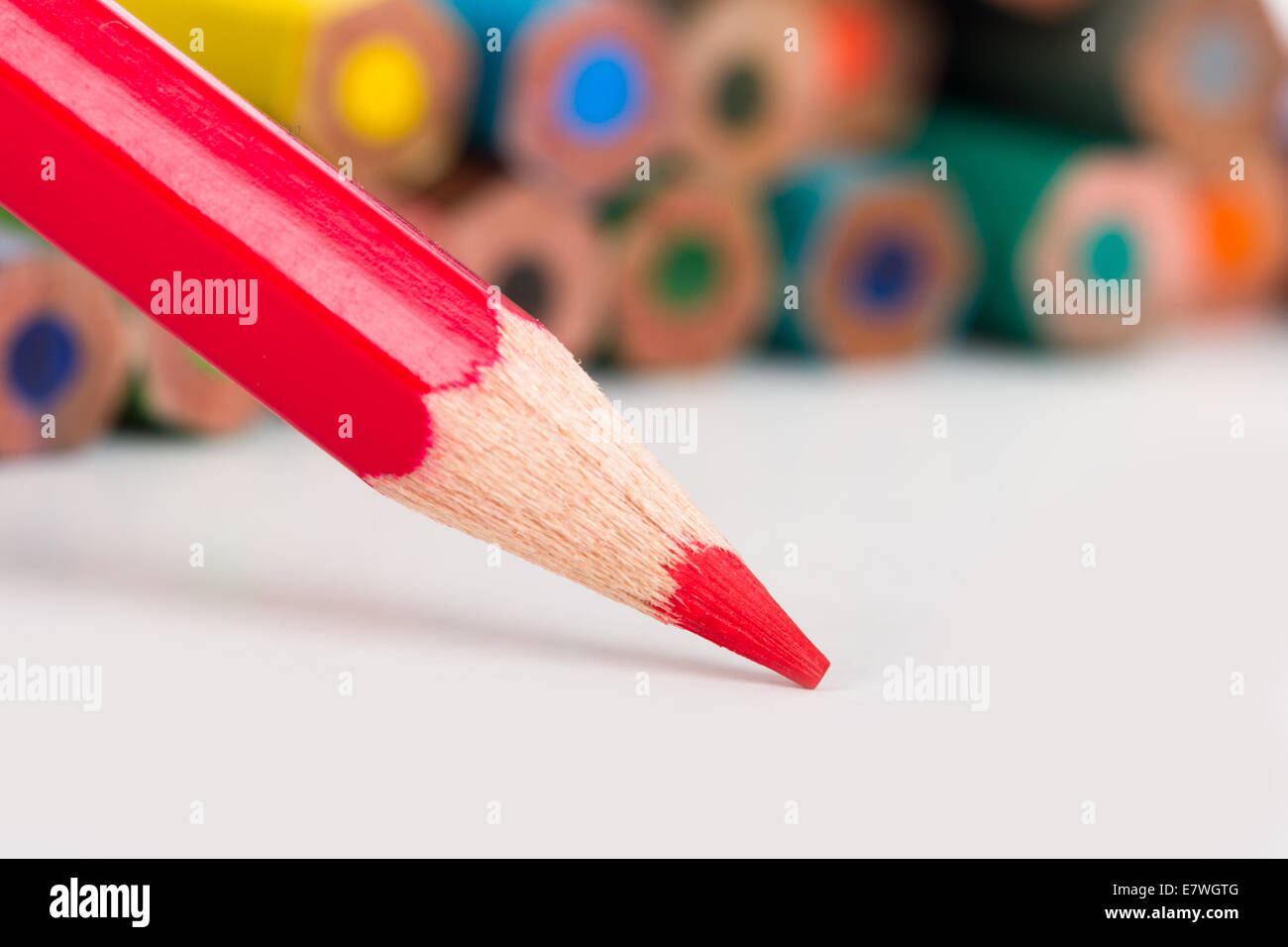 Red pencil writing on white Stock Photo - Alamy