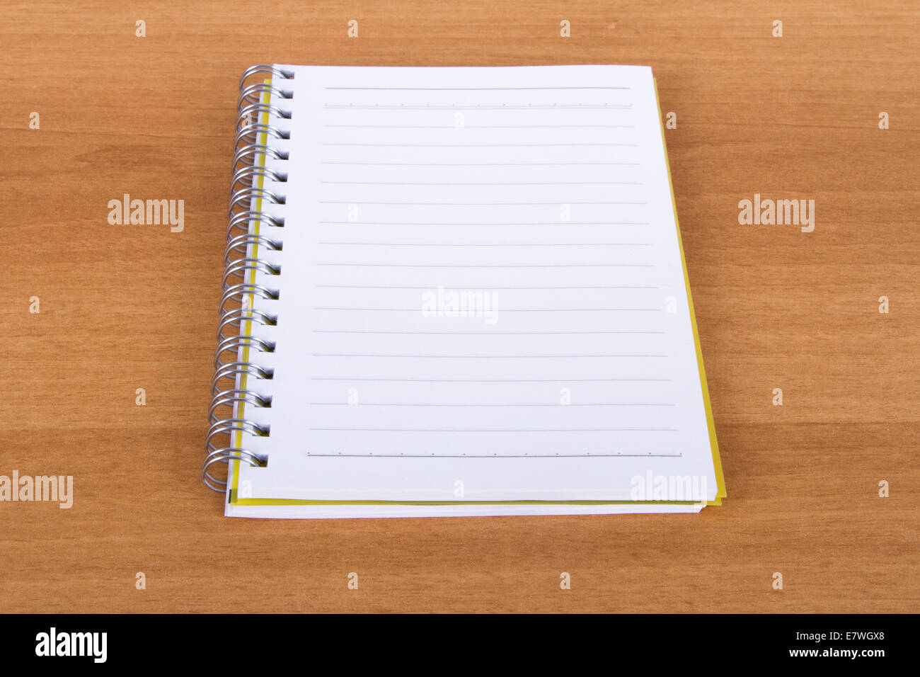 Front view of blank, white, open notebook on wood background Stock ...