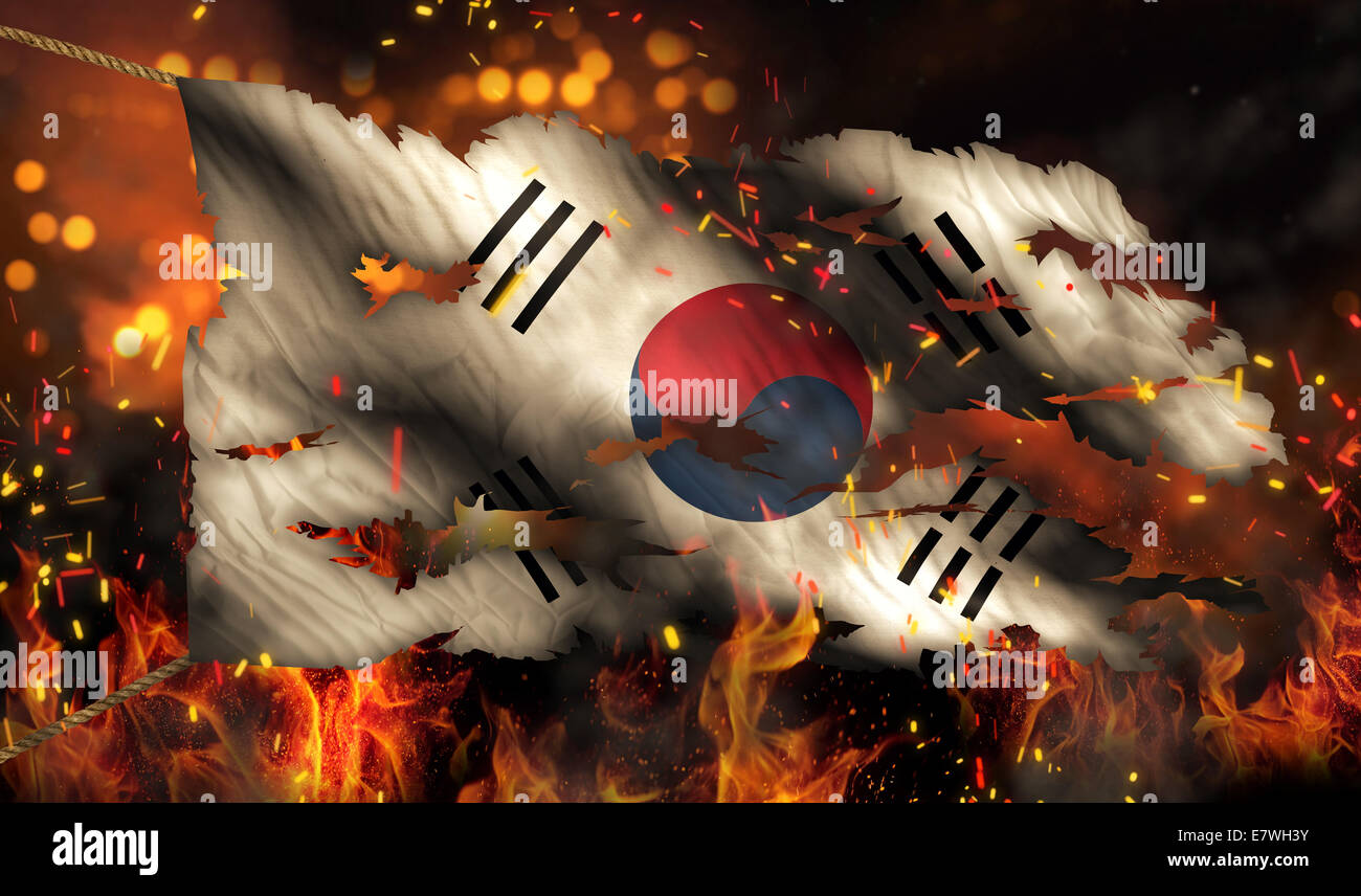 Korea national flag torn burned hi-res stock photography and images - Alamy