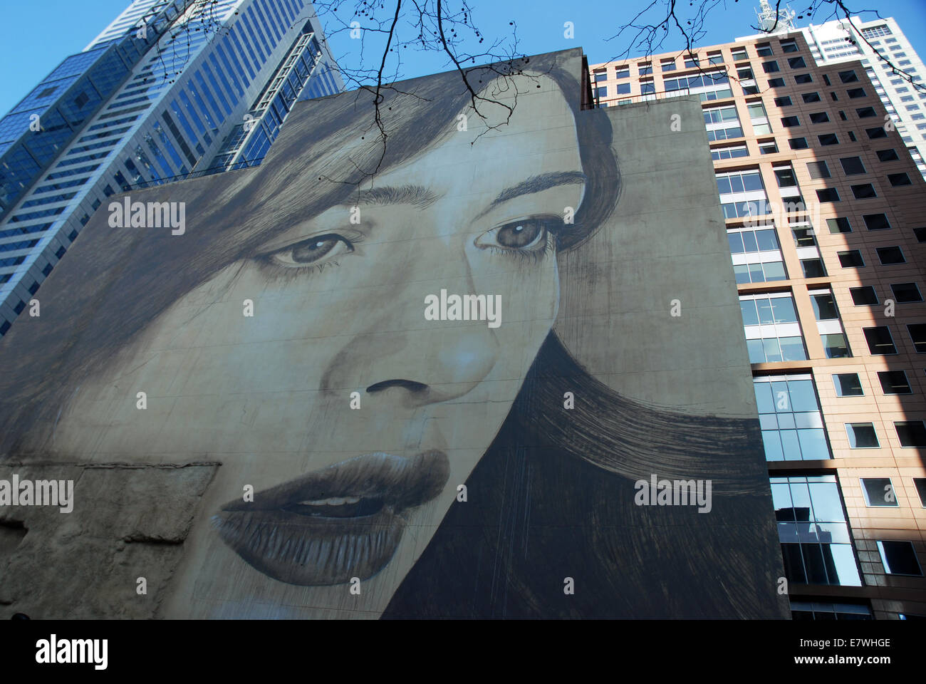 Painted mural of women's face, Melbourne, Victoria, Australia Stock ...