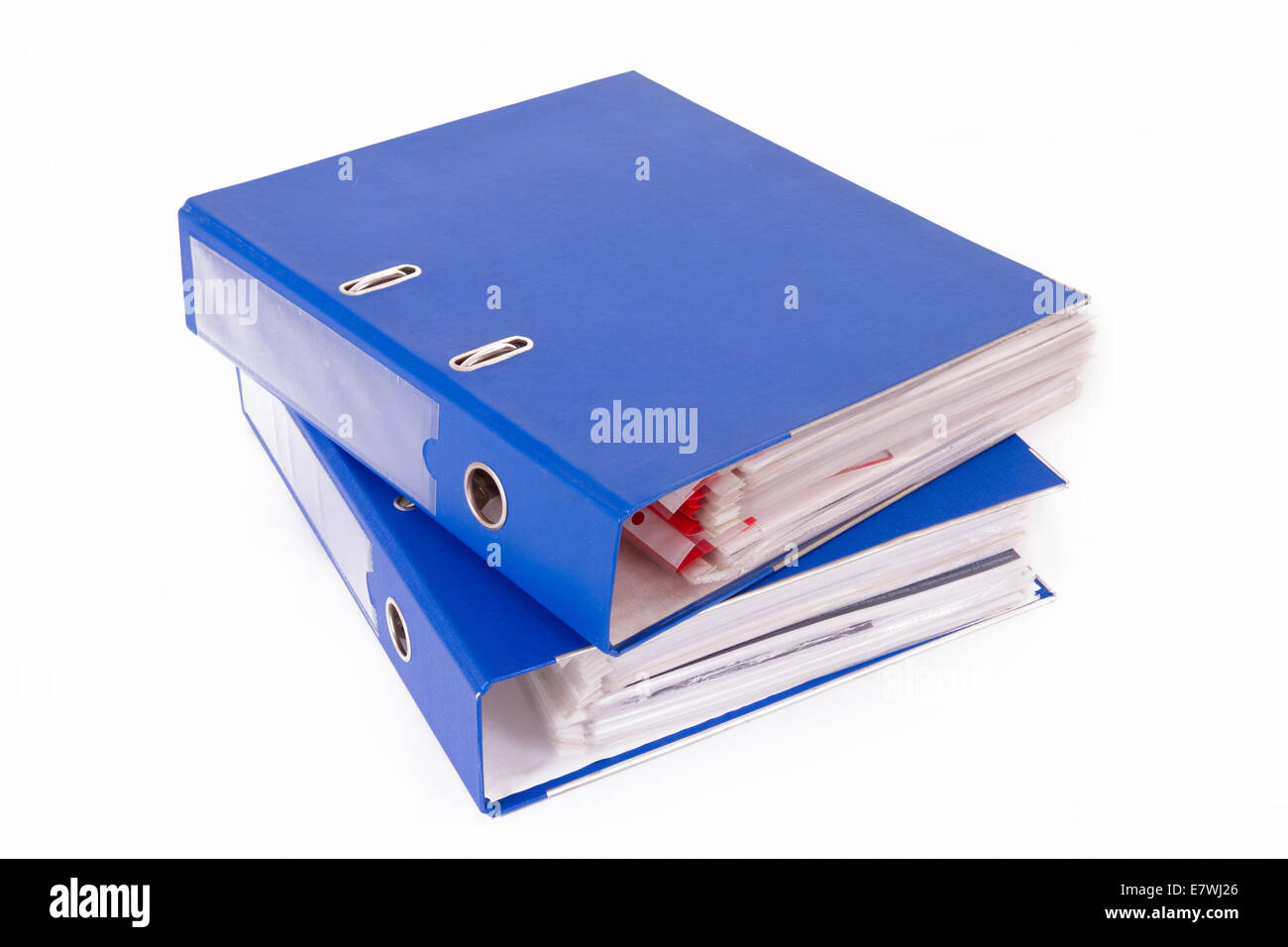 Stack of blue office folders, isolated on white background Stock Photo ...