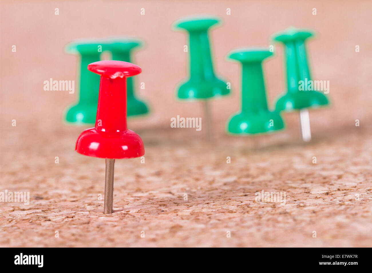 Red push pin standing out on cork bulletin board Stock Photo - Alamy