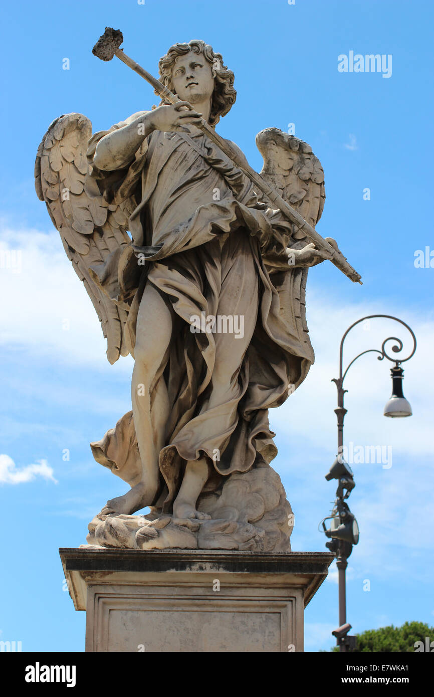marble statue of angel from the Sant'Angelo Bridge in Rome, Ital Stock ...