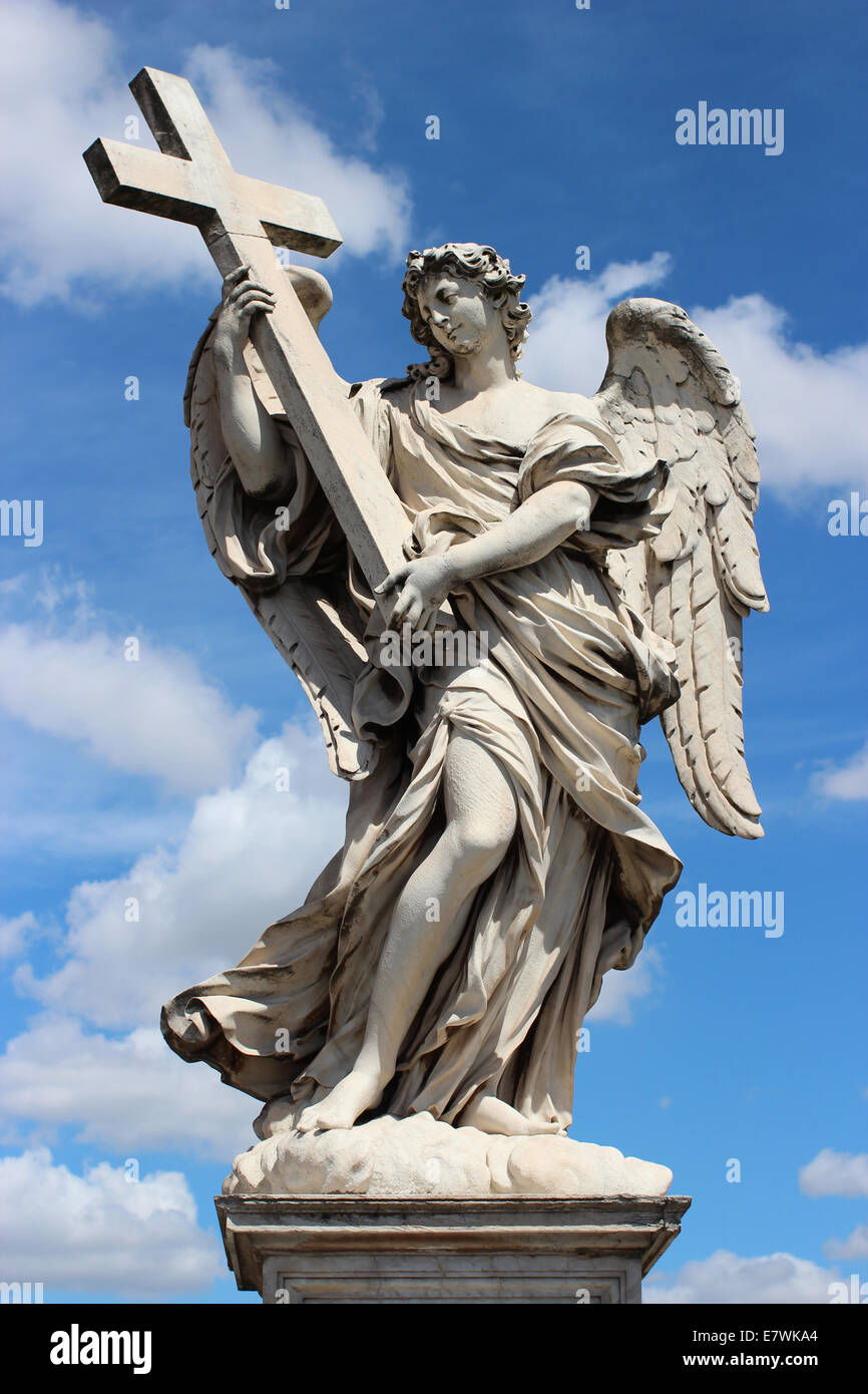 marble statue of angel from the Sant'Angelo Bridge in Rome, Ital Stock ...