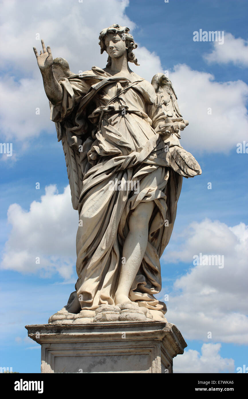 marble statue of angel from the Sant'Angelo Bridge in Rome, Ital Stock ...