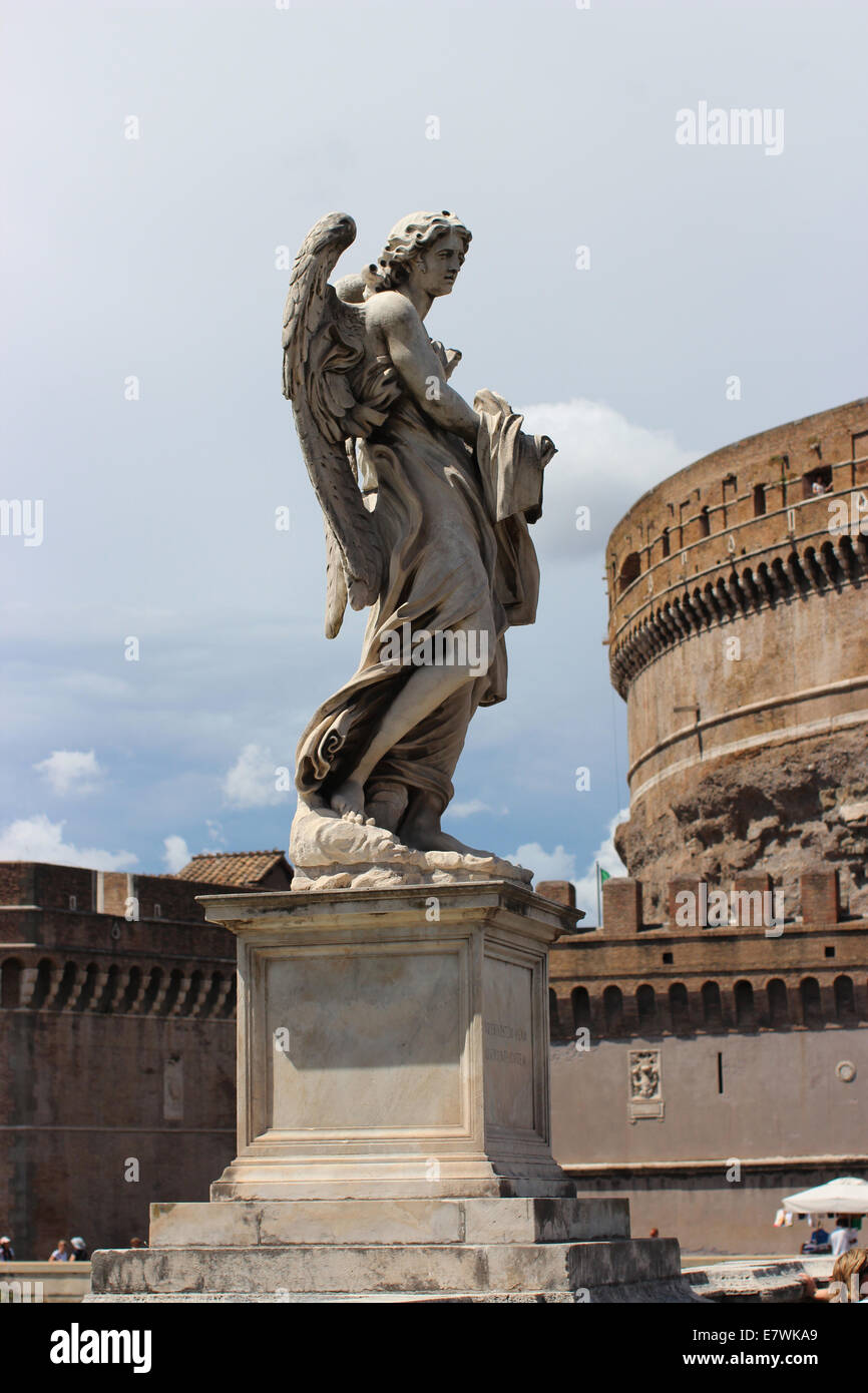 marble statue of angel from the Sant'Angelo Bridge in Rome, Ital Stock ...