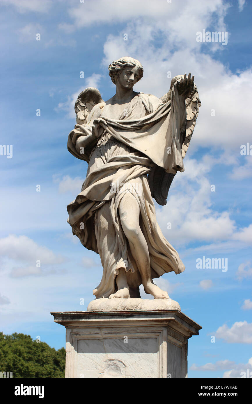 marble statue of angel from the Sant'Angelo Bridge in Rome, Ital Stock ...