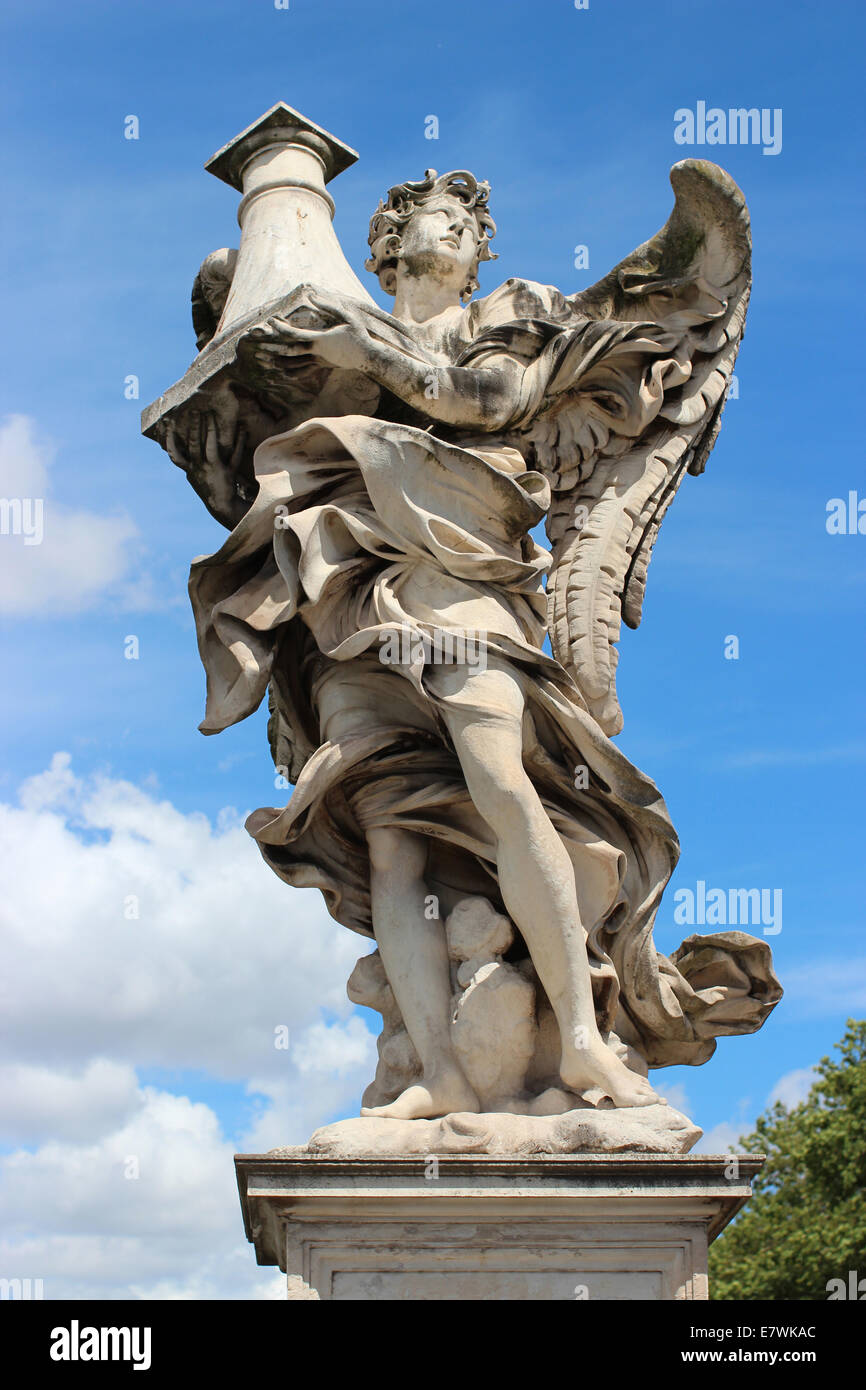 marble statue of angel from the Sant'Angelo Bridge in Rome, Ital Stock ...